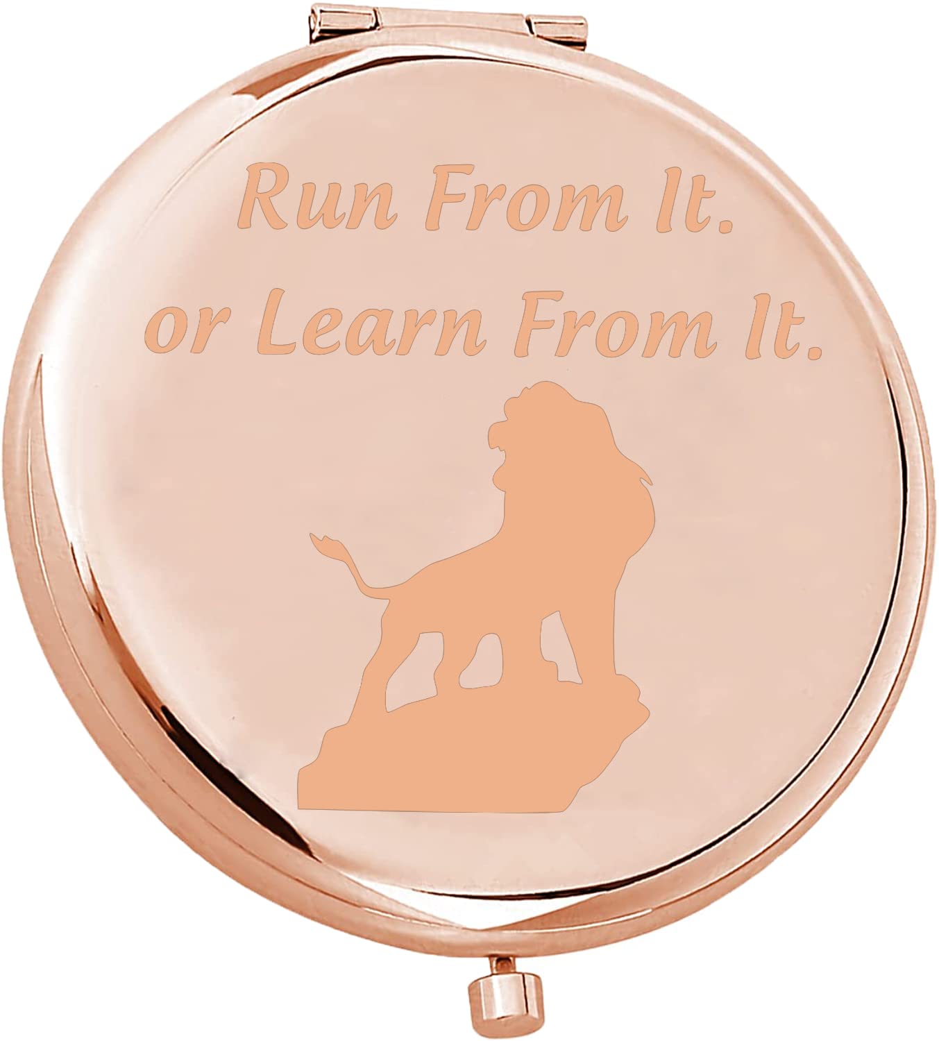 BEKECH Lion Movie Inspired Gift Inspirational Compact Mirror Run Learn from It or Learn from It Makeup Mirror for Women Girls (Lion Movie Mirror)