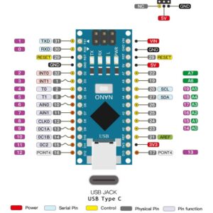 OSOYOO 1x Nano at+mega+328P Module CH340 5V/16M USB-C Micro-Controller Board for Arduino Nano V3.0