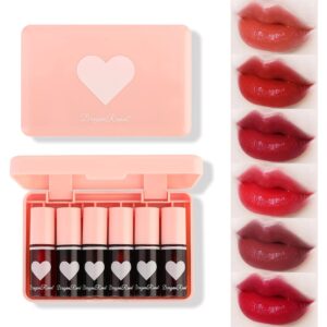 6 colors lip tint stain set，korean lip gloss lip tint stain plumping mini liquid lipstick，multi-use lip and cheek tint，long lasting non-stick cup waterproof，high pigment, vivid color, lip color makeup