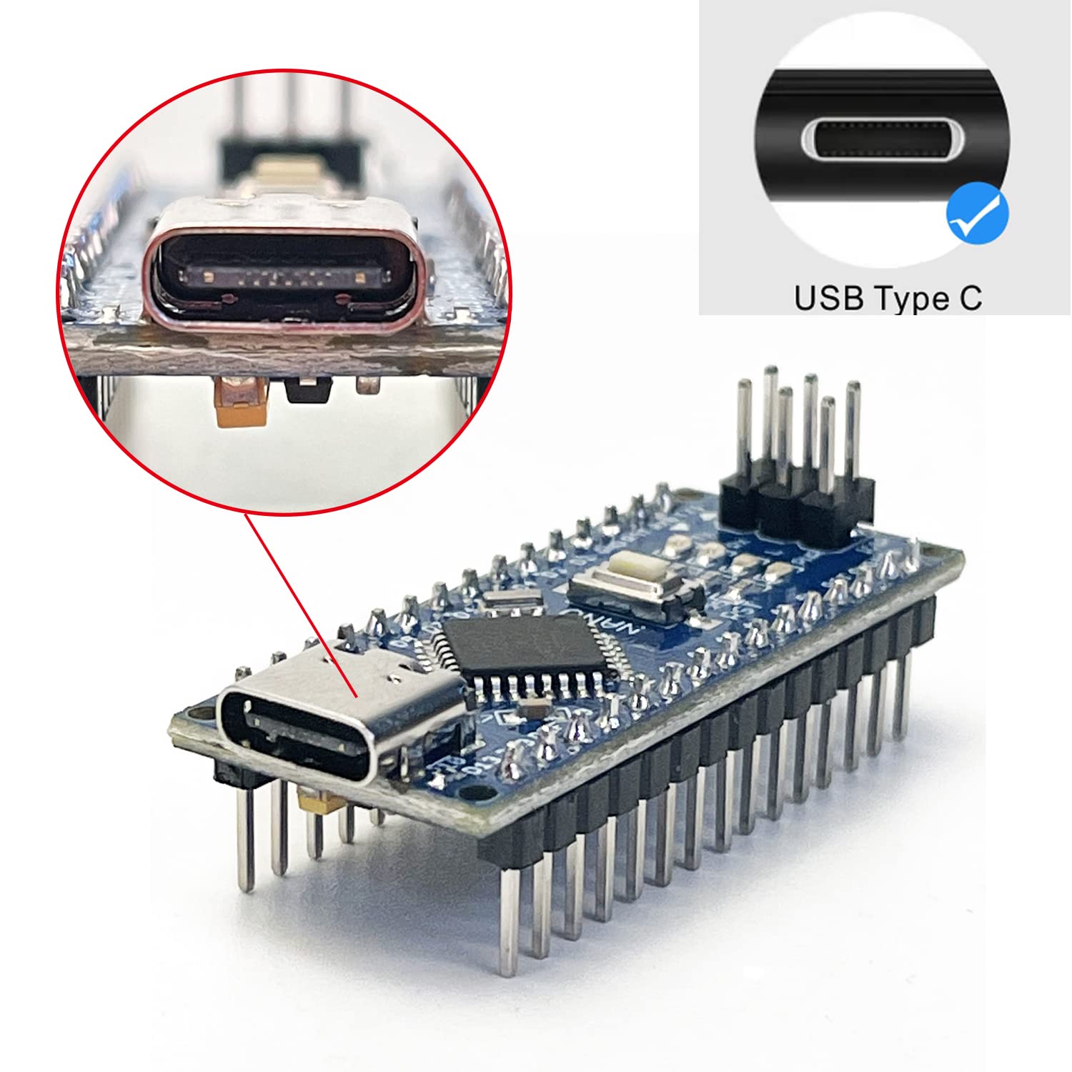 OSOYOO 1x Nano at+mega+328P Module CH340 5V/16M USB-C Micro-Controller Board for Arduino Nano V3.0