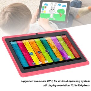 7 Inch Kids Tablet, 32GB Quad Core Eye Protection Kids Tablet,Support Wifi, Bluetooth,GPS Multifunction, Ront and Rear Dual Cameras, Puzzle Early Education Tablet PC Gifts for Kids Birthday(Pink)