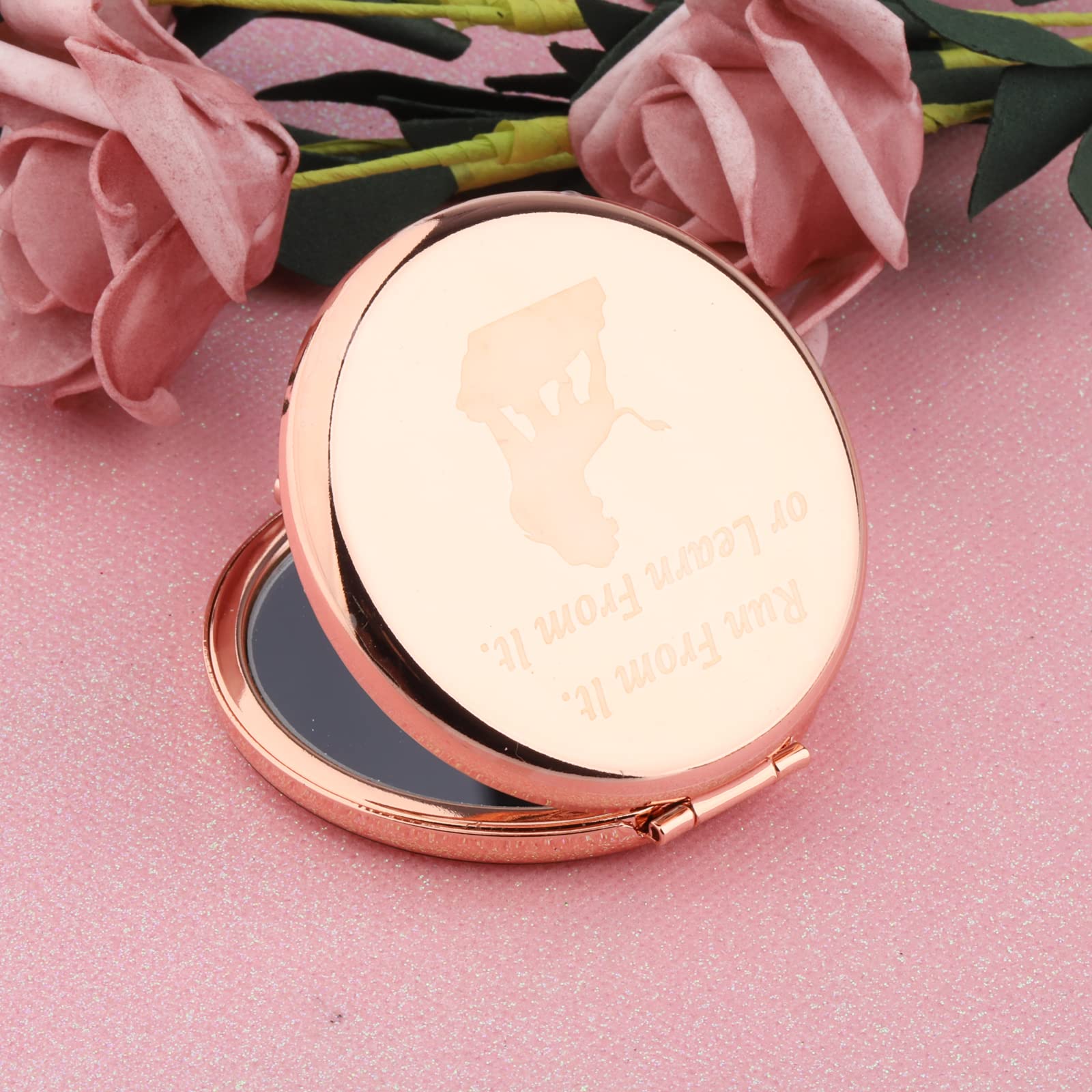 BEKECH Lion Movie Inspired Gift Inspirational Compact Mirror Run Learn from It or Learn from It Makeup Mirror for Women Girls (Lion Movie Mirror)