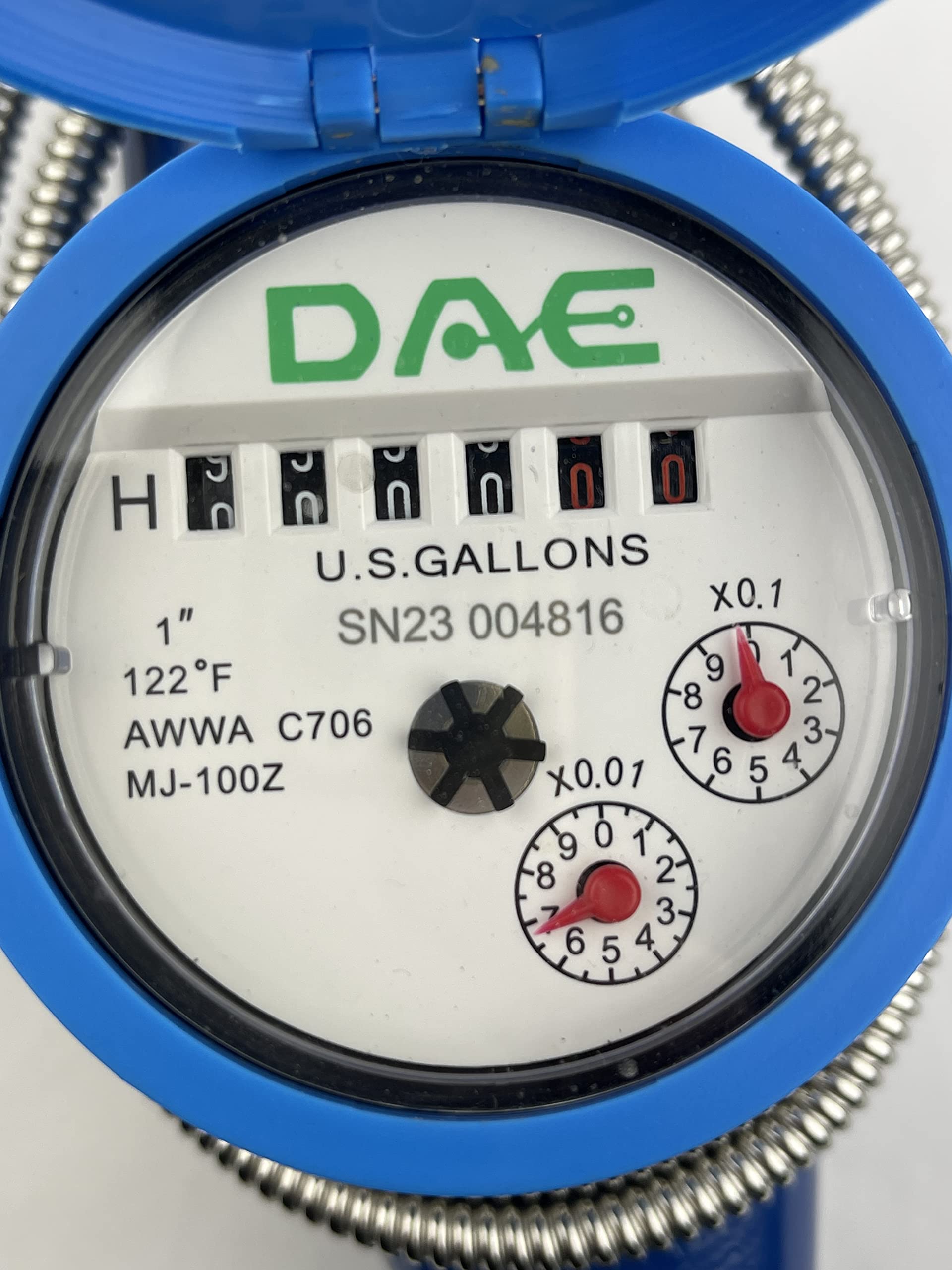 DAE MJ-100z 1" Encoded Water Meter with RS485 Communication, IP68, NPT Couplings, Gallons