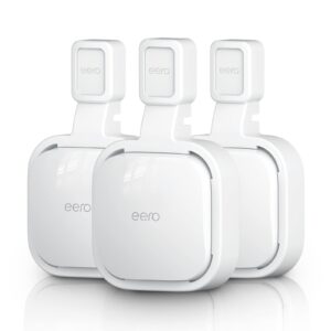 3pack wall mount holder for eero pro 6e/pro 6 mesh wi-fi system,outlet wall mount stand bracket for eero pro 6e tri-band mesh,wall bracket for eero pro 6 extender router wire organizer[upgraded]