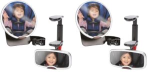 diono baby car mirror 4 pack, includes safety car seat mirror for rear facing infant & see me too rear view baby mirror both fully adjustable with wide crystal clear view, shatterproof,