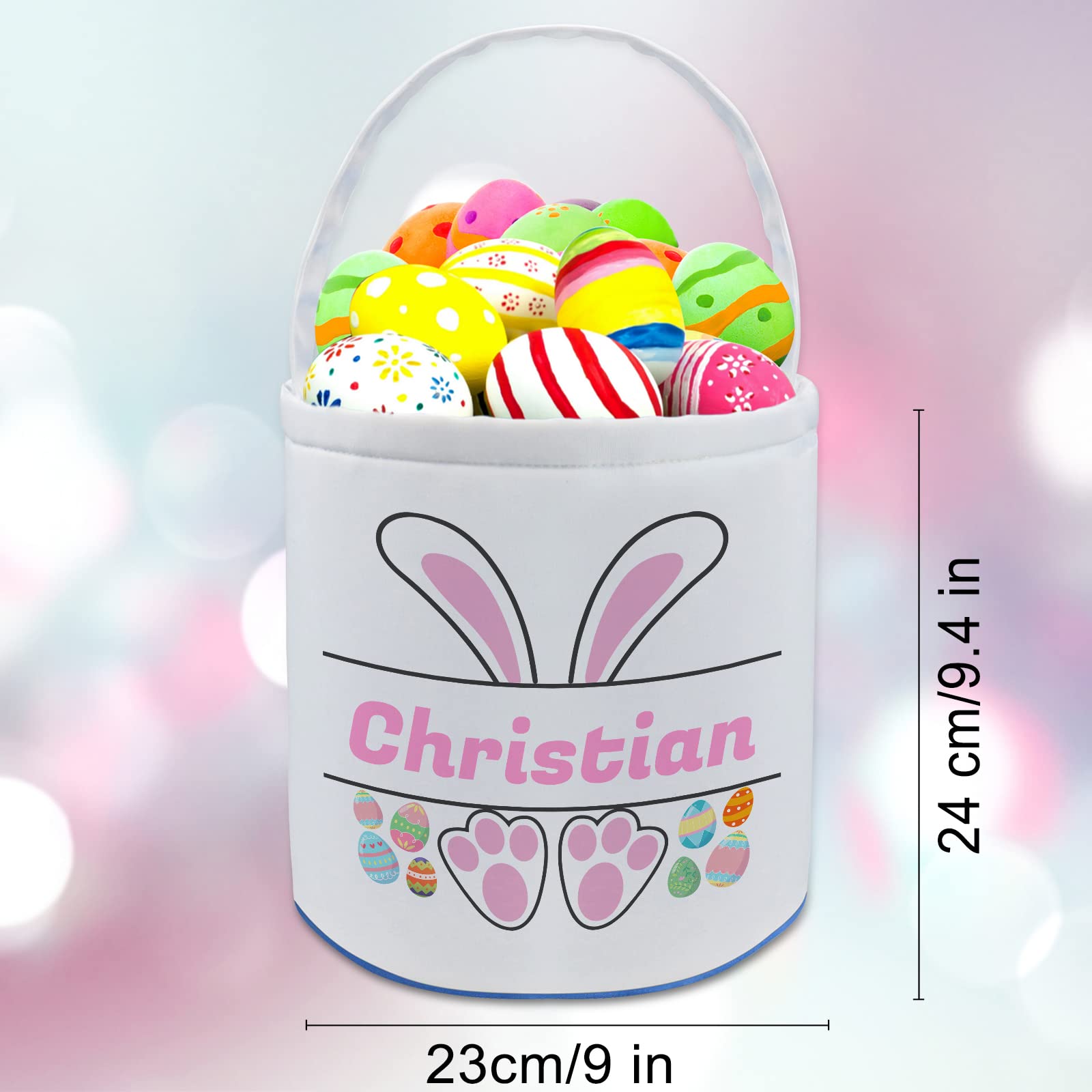 Personalized Easter Basket Custom Buny Baskets with Name Canvas Easter Bucket with Handle Gifts Easter Decor