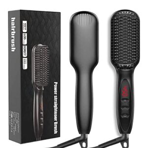 Hair Straightener, Hair Styling Appliances Straightening Comb Hair Straightener Brush Men Quick Beard Straightener Brush Beard Comb Styling Iron Smoothing Comb ( Color : Black No Box , Size : EU )