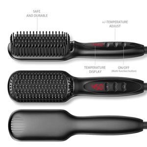 Hair Straightener, Hair Styling Appliances Straightening Comb Hair Straightener Brush Men Quick Beard Straightener Brush Beard Comb Styling Iron Smoothing Comb ( Color : Black No Box , Size : EU )