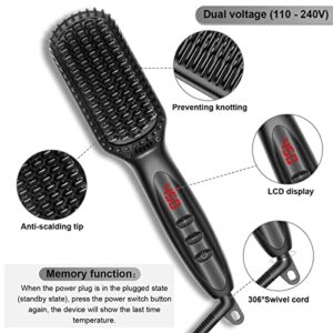 Hair Straightener, Hair Styling Appliances Straightening Comb Hair Straightener Brush Men Quick Beard Straightener Brush Beard Comb Styling Iron Smoothing Comb ( Color : Black No Box , Size : EU )