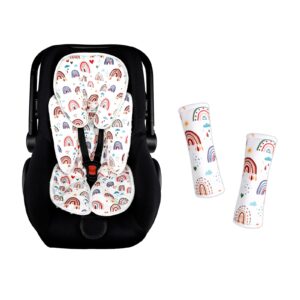 2-in-1 car seat insert, carseat head and body support, cushion for stroller, swing, bouncer, baby car seat strap covers shoulder pads for baby kid