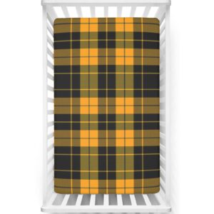 plaid themed fitted mini crib sheets,portable mini crib sheets soft toddler mattress sheet fitted-baby crib sheets for girl or boy,24“ x38“,black and orange