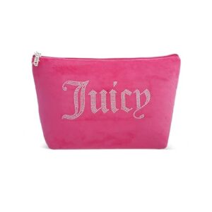 juicy couture women's cosmetics bag - travel makeup and toiletries top zip wedge pouch, size one size, magenta