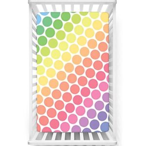 polka dots themed fitted mini crib sheets,portable mini crib sheets ultra soft material-baby crib sheets for girl or boy,24“ x38“,multicolor