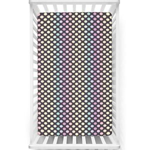 polka dots themed fitted crib sheet,standard crib mattress fitted sheet soft & stretchy fitted crib sheet-great for boy or girl room or nursery,28“ x52“,multicolor