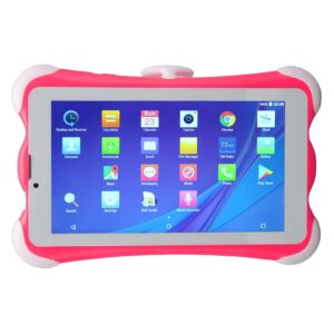 kids tablet, mtk6582 128gb expandable pink 7 inch 1280x800 toddler tablet for play (us plug)