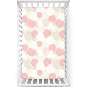 pastel themed fitted mini crib sheets,portable mini crib sheets toddler bed mattress sheets-baby crib sheets for girl or boy,24“ x38“,pale pink white brown