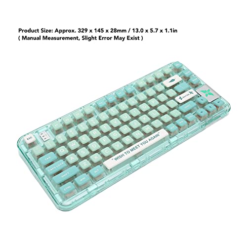 Asixxsix Mechanical Gaming Keyboard, 80 Keys RGB Backlit Wireless Bluetooth PC Keyboard Gasket Structure Rechargeable Wired Keyboard with Transparent Case and 2 Layers Keycaps for Computer (Green)