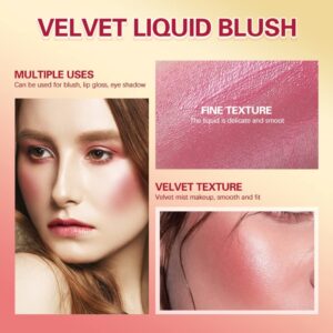 Ofanyia Liquid Blush, Soft Cream Blush Face Makeup, Moisturizing Lightweight Blendable Feel, Natural-Looking, Easy to Blend Soft Velvet Liquid Blusher for Cheek (01#)