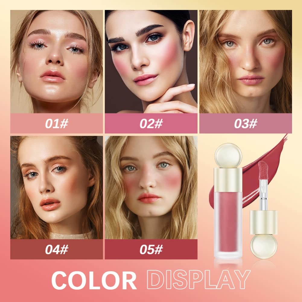 Ofanyia Liquid Blush, Soft Cream Blush Face Makeup, Moisturizing Lightweight Blendable Feel, Natural-Looking, Easy to Blend Soft Velvet Liquid Blusher for Cheek (01#)