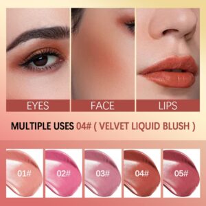 Ofanyia Liquid Blush, Soft Cream Blush Face Makeup, Moisturizing Lightweight Blendable Feel, Natural-Looking, Easy to Blend Soft Velvet Liquid Blusher for Cheek (01#)