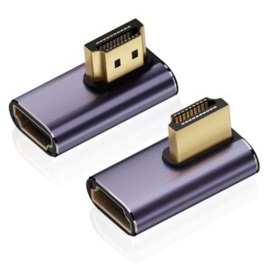 areme 8k hdmi 2.1 right angle adapter (2 pack), left&right 90 degree and 270 degree hdmi male to hdmi female extender connector aluminum alloy