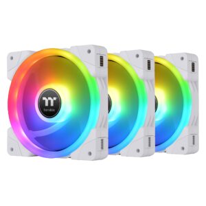 thermaltake swafan ex 12 rgb pc cooling fan white, 500-2000 rpm, magnetic connection, reversable blades, controller included, cl-f161-pl12sw-a, desktop, 120mm, 3 pack