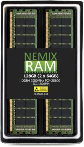 nemix ram 128gb (2x64gb) ddr4 3200mhz pc4-25600 4rx4 1.2v 288-pin ecc lrdimm load reduced server memory kit compatible with dell poweredge r650 rack server