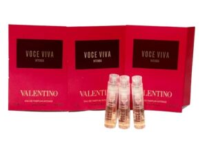 valentino voce viva intensa edp 0.04 fl. oz. / 1.2 ml sample vial glass partially filled spray mini perfume vial eau de parfum (set of 3)