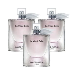 tokuyo 3pcs la vida bella for women perfume eau de parfum natural spray elegant scent fragrance for all skin types, 3.4 fluid_ounces, pack of 2