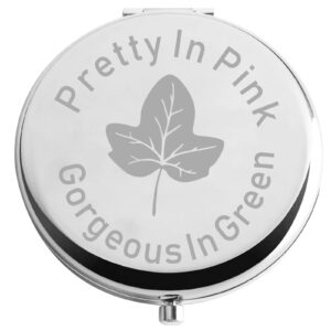 zuo bao 1908 sorority gift sorority compact mirror pretty in pink gorgeous in green makeup mirror gift for women girls friend（pretty in pink）