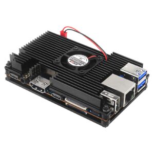 cover case with cooling fan for orange pi 5/5b, aluminum alloy case with silicone heatsinks cooling fan