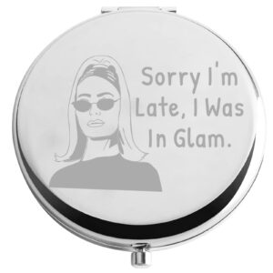 zuo bao rhony inspired gift housewives makeup mirror sorry i'm late i was in glam compact mirror gift for mother girlfriend （sorry i'm late）