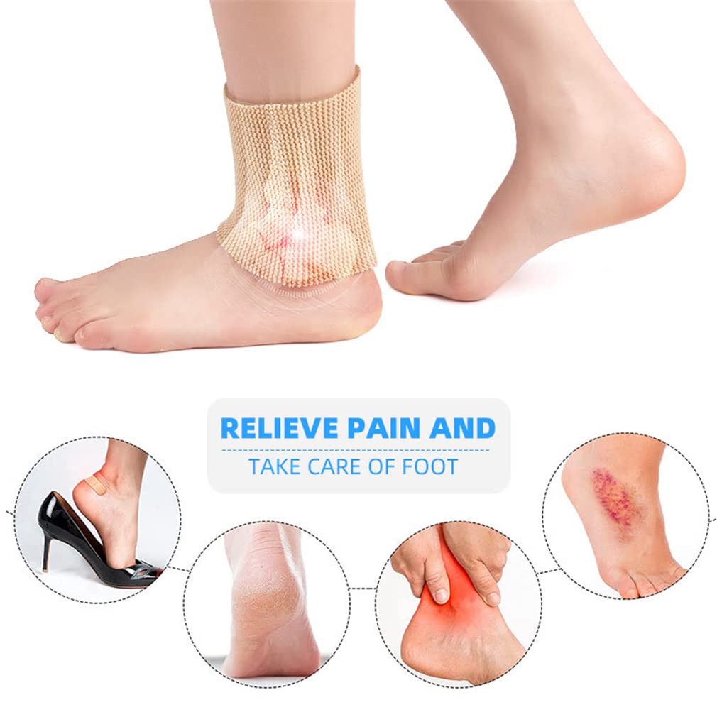 KimDaro Ankle Gel Sleeves - Padded Skate Socks. Ankle, Men Women Ankle Support Compression Sleeve for Basketball Running Sport Injuries Ankle Swelling Foot Pain Relief (1pc) (Beige)