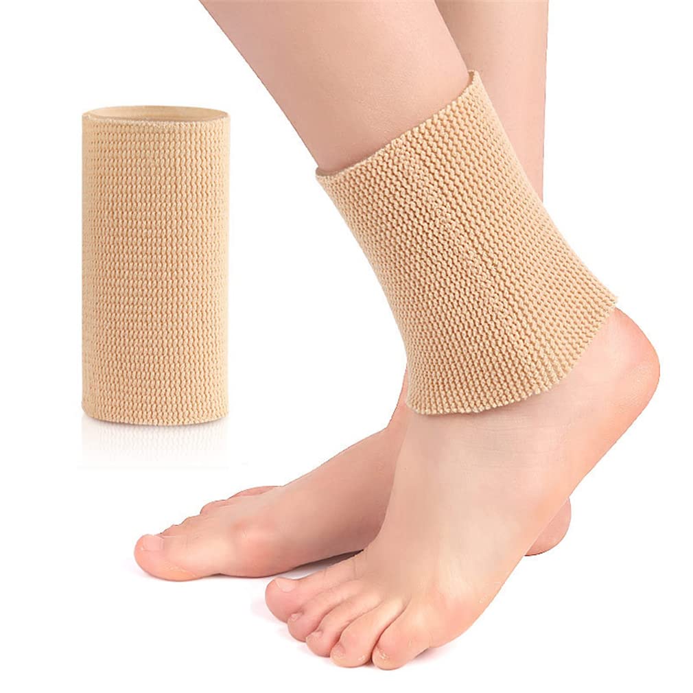 KimDaro Ankle Gel Sleeves - Padded Skate Socks. Ankle, Men Women Ankle Support Compression Sleeve for Basketball Running Sport Injuries Ankle Swelling Foot Pain Relief (1pc) (Beige)