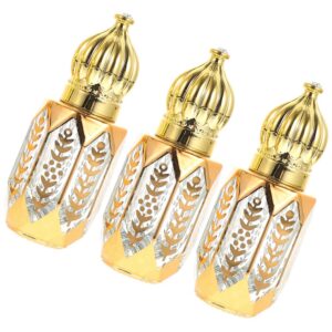 healeved 3pcs mini arabic crystal glass roller bottles 6ml gold refillable essential oil roll on dispenser empty travel perfume sample container