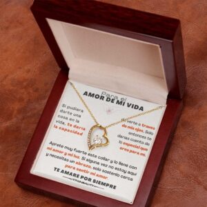 Para el Amor de mi vida - Collar Por siempre amor - forever love 18k Yellow Gold Finish/Cajita Estandard (Gratis)