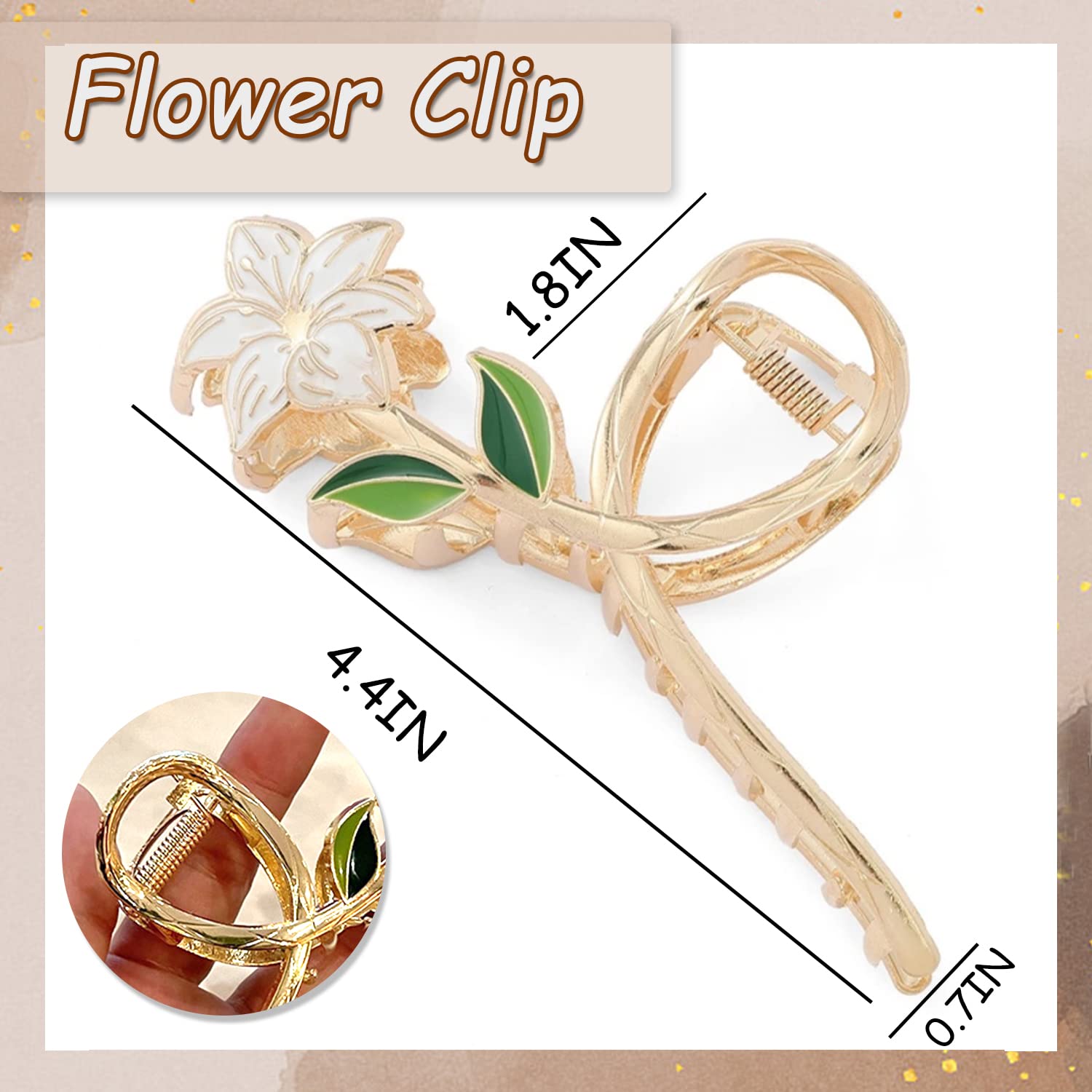 Flower Metal Hair Claw Clips for Thick/Thin Hair - Decorative Large Gold Lily Barrettes with Strong Hold for Women, 1Pc Hair Accessory