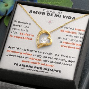 para el amor de mi vida - collar por siempre amor - forever love 18k yellow gold finish/cajita estandard (gratis)