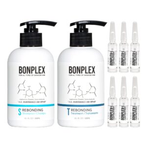 bonplex perfect bonding hair restore shampoo, treatment & ampoule | bond strength | frizz free, smooth & shine| repair split breakage | damaged hair repair concentrate trio kit (10.1oz + 6 ampoules)