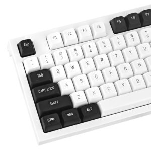 jolintal 150 keys minimalist black and white keycaps set, abs material csa profile keycaps double shot, black on white custom keycaps for cherry mx ansi layout mechanical keyboard