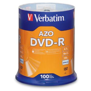 verbatim ver95102 dvd-r 4.7gb 16x recordable disc - 100 pack spindle