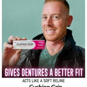 Cushion Grip Thermoplastic Denture Adhesive, 1 oz - Improves Denture Fit, Comfort & Stability | Non-Glue Adhesive, Acts Like a Soft Reline (Pack of 5)