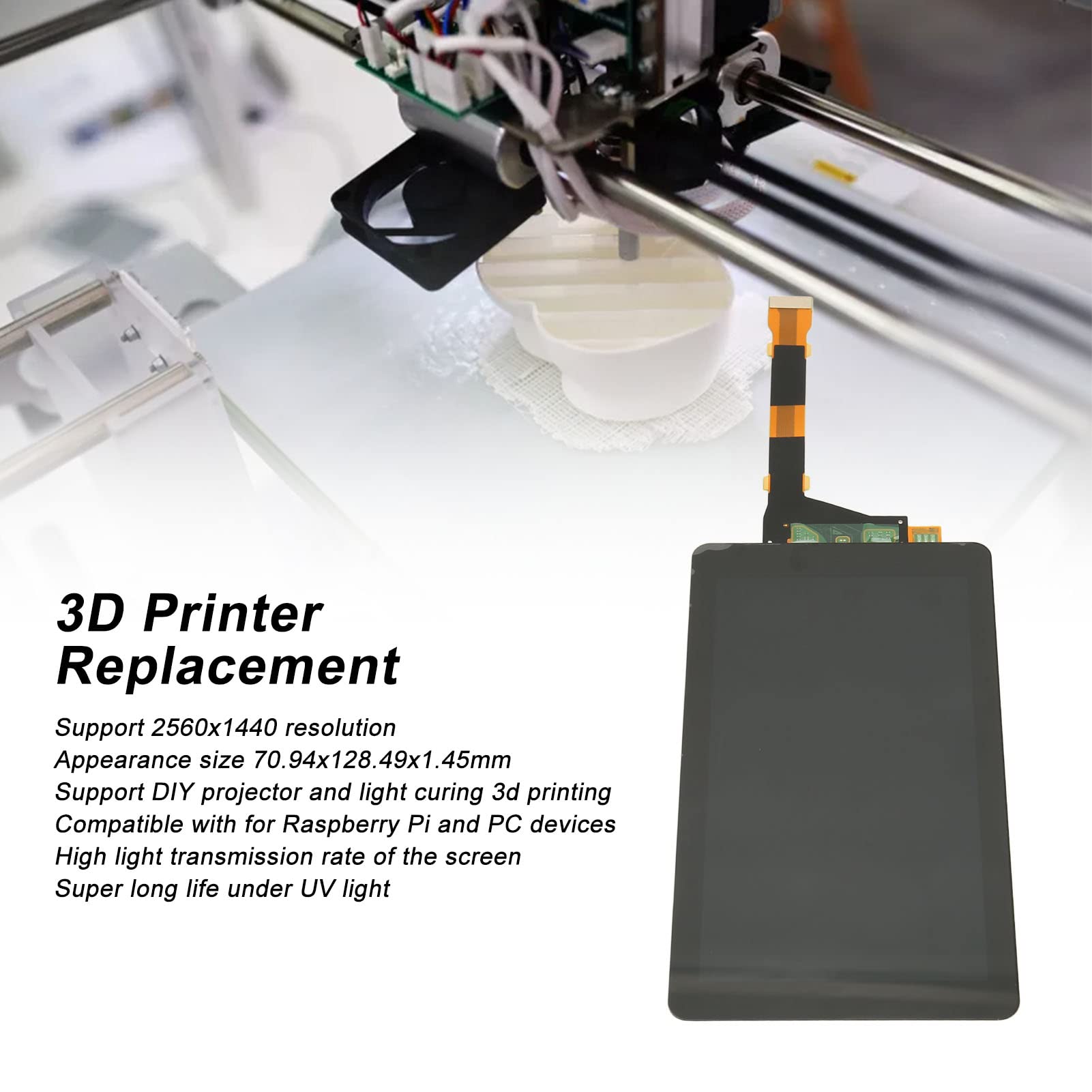 Septpenta 3D Printer LCD Screen, LS055R1SX04 Display Supports 2560X1440 Resolution, High Light Transmittance, Reliable and Stable, Compatible and PC Devices