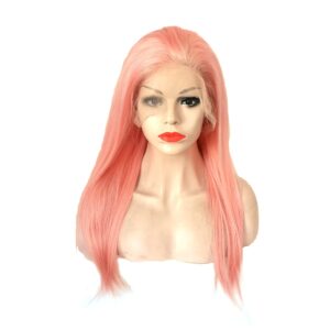 light pink straight lace front human hair wig pre plucked pink colored virgin brazilian human hair 13x4 transparent lace frontal wig 22in