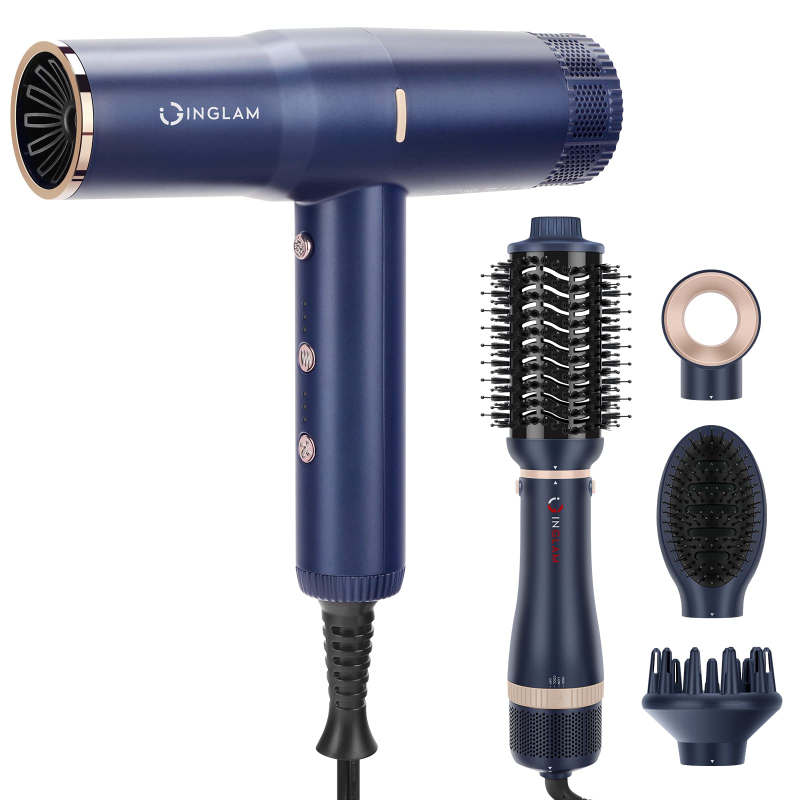 Hair Dryer Brush Set, Diffuser Hair Dryer Professional Ionic Blow Dryer, 4 in 1 Blowout Brush Styler Volumizer