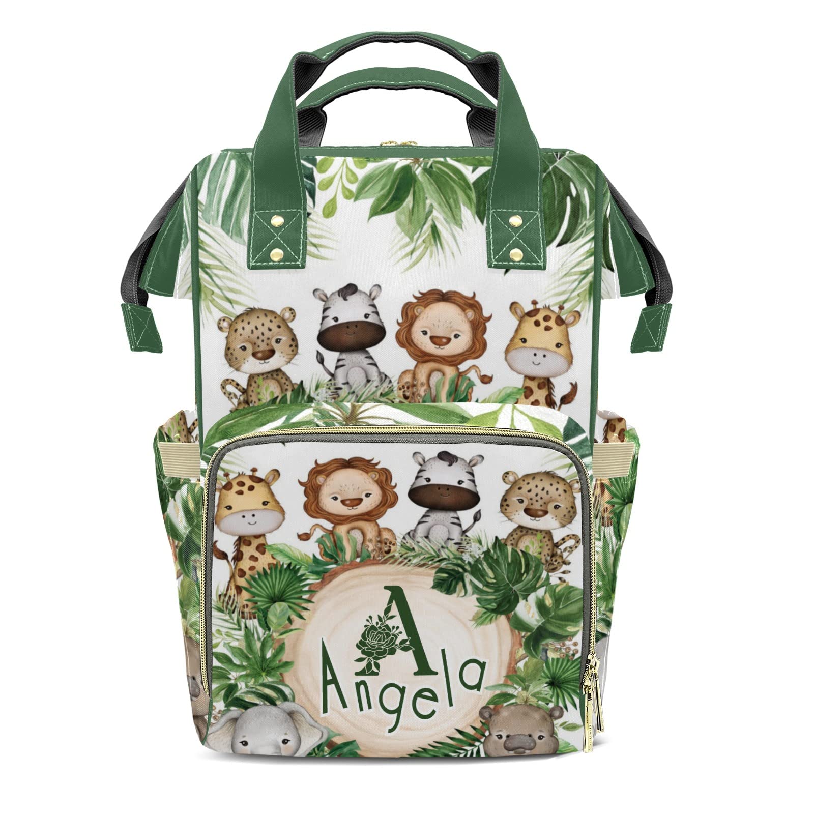 Anneunique Personalized Cute Animal Palm Diaper Bag Shoulder Backpacks with Name Nursing Bags for Boys Girls