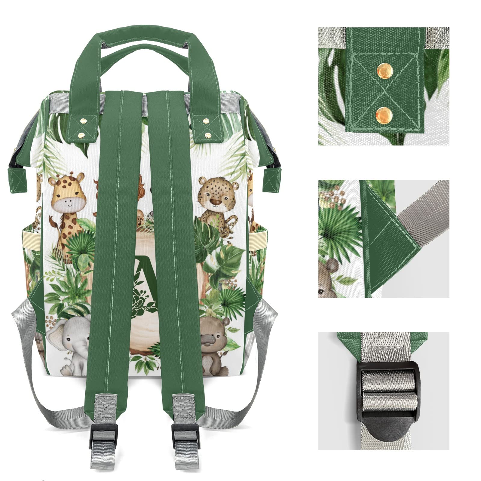 Anneunique Personalized Cute Animal Palm Diaper Bag Shoulder Backpacks with Name Nursing Bags for Boys Girls