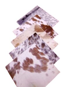 natural hair on premium quality leather cowskin sheet with hair on/fur - no holes (multi color, 12"x12")