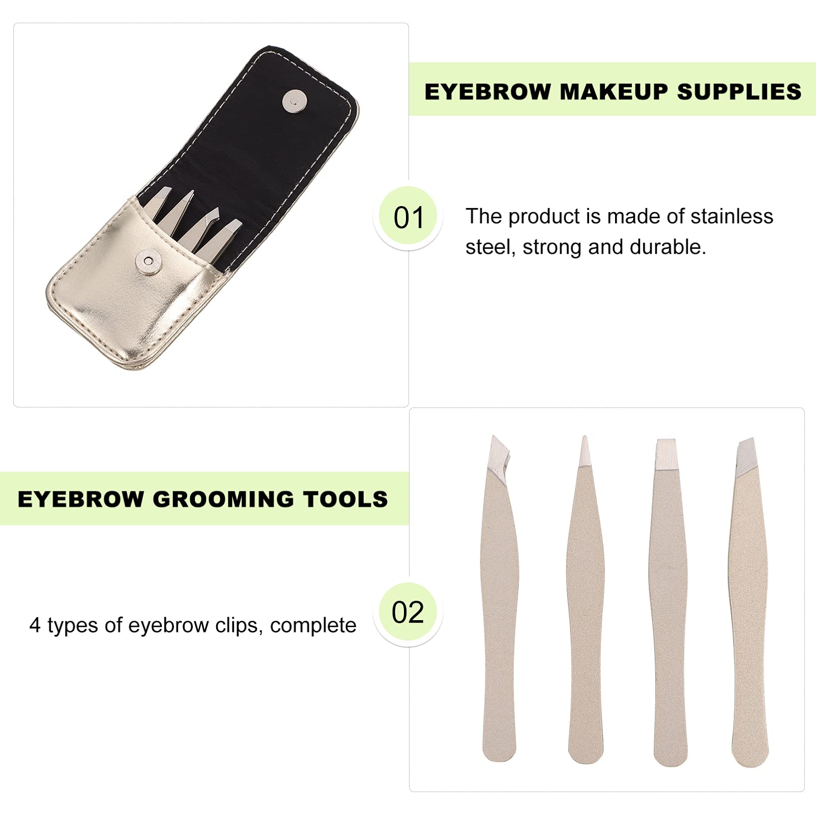 ARTIBETTER 4pcs Mini Eyebrow Clip Salon Eyebrow Clip Eyebrow Makeup Supplies Professional Eyebrow Stainless Steel Eyebrow Trimmer Nail Art Supplies Brow Hairpin Hair Removal Pu Miss