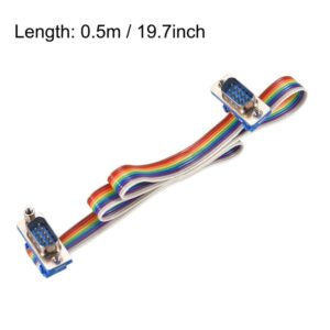 Tool parts IDC Rainbow Wire Flat Ribbon Cable DB9 M/M Connector 2.54mm Pitch 19.7inch Long